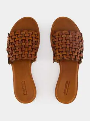 Dragon Diffusion Zig Zag Woven Flat Sandals - Brown