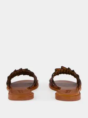 Dragon Diffusion Zig Zag Woven Flat Sandals - Brown