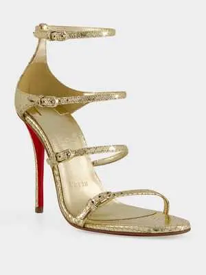 CHRISTIAN LOUBOUTIN Antique Millenium 100 Python Leather Sandals - Gold
