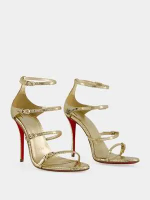 CHRISTIAN LOUBOUTIN Antique Millenium 100 Python Leather Sandals - Gold