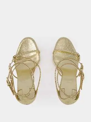 CHRISTIAN LOUBOUTIN Antique Millenium 100 Python Leather Sandals - Gold
