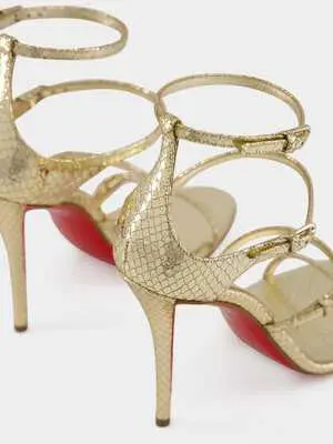 CHRISTIAN LOUBOUTIN Antique Millenium 100 Python Leather Sandals - Gold