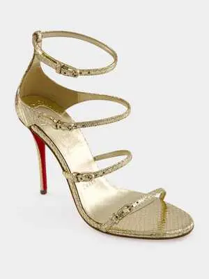CHRISTIAN LOUBOUTIN Antique Millenium 100 Python Leather Sandals - Gold