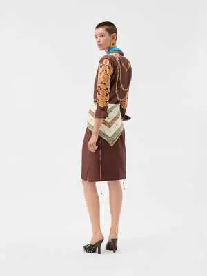 Versace Printed Silk Twill Mini Shirt Dress - Brown