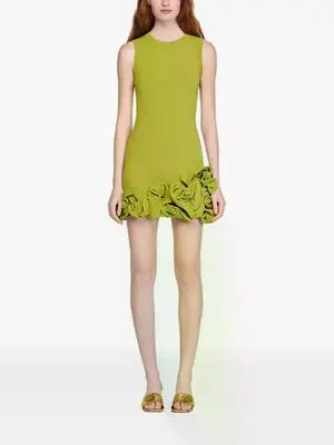 Sandro Ruffled Knitted Mini Dress - Green
