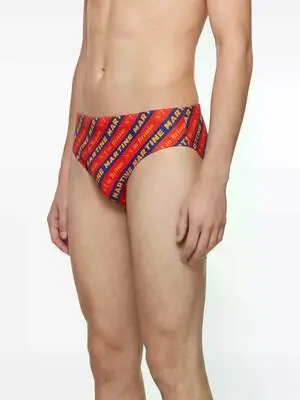 Martine Rose Logo-print Striped Swim Trunks
