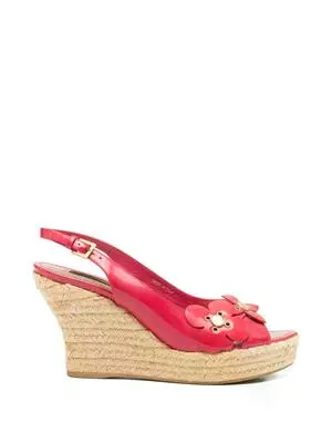 LOUIS VUITTON Floral-appliqué Wedge Espadrilles