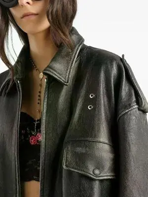 Dolce & Gabbana Leather Zip-up Coat