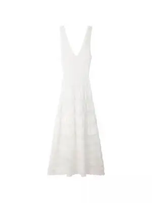 Sandro Pointelle-knit Tiered Maxi Dress - Neutrals