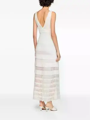 Sandro Pointelle-knit Tiered Maxi Dress - Neutrals