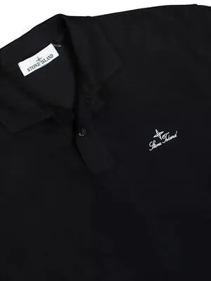 Stone Island Logo-embroidered Pique Polo Shirt - Black