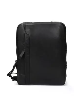 PIQUADRO Leather Messenger Bag - Black