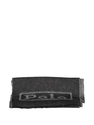 Polo Ralph Lauren Logo-print Frayed Wool Scarf - Black