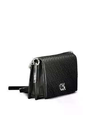 Calvin Klein Monogram Pattern Cross Body Bag With Logo Plaque