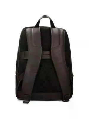 PIQUADRO Leather Backpack With Logo Plaque