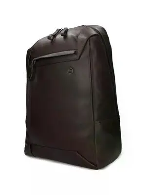 PIQUADRO Leather Backpack With Logo Plaque