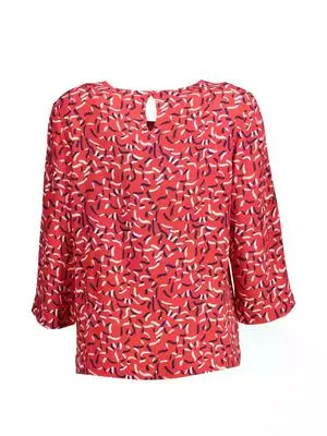 Gant Abstract-print Three-quarter Sleeve Blouse - Red