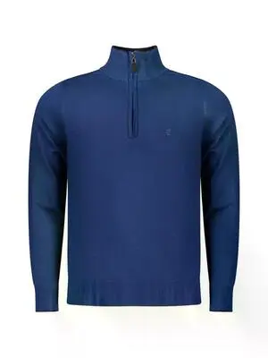 COVERI MOVING Zip-neck Fine-knit Sweater