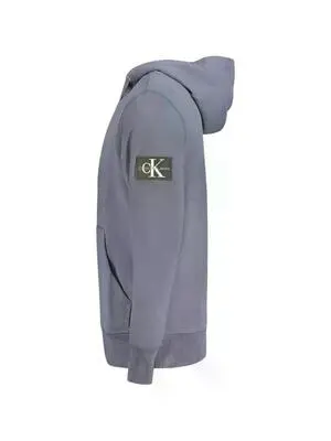 Calvin Klein Logo Patch Drawstring Hoodie - Blue