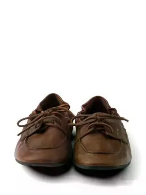 Prada Antiqued Leather Boat Shoes - Brown
