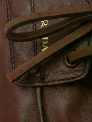 Prada Antiqued Leather Boat Shoes - Brown