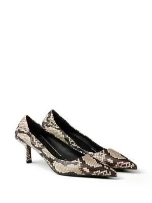 Prada Printed Ayers Leather Pointed Toe Pumps - Neutrals