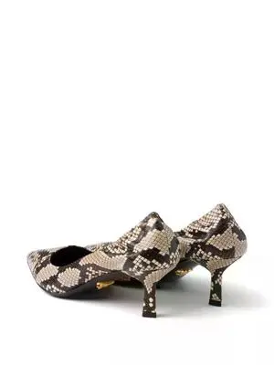 Prada Printed Ayers Leather Pointed Toe Pumps - Neutrals