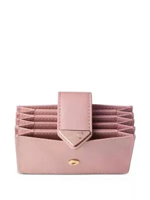 Prada Saffiano And Smooth Leather Card Holder - Pink