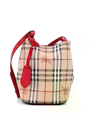 Burberry Lorne Haymarket Coated Canvas Small Bucket Bag - Neutrals