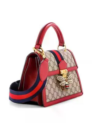Gucci Queen Margaret Gg Coated Canvas Top Handle Satchel - Red