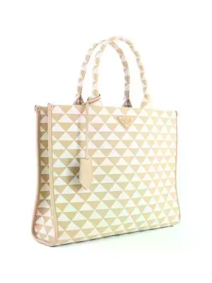 Prada Symbole Shopper Jacquard Large Tote Bag - Neutrals