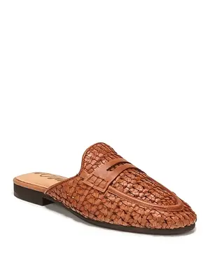 Women's Woven Leather Mules Clogs
