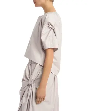 Issey Miyake Gathered Sleeve Top