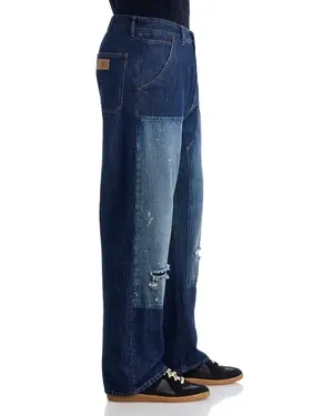 MAISON MARGIELA Rip Panel Straight Fit Jeans - Blue
