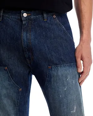 MAISON MARGIELA Rip Panel Straight Fit Jeans - Blue