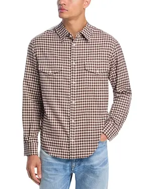 MAISON MARGIELA Long Sleeve Check Pocket Shirt - Brown