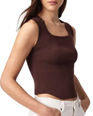 ALLSAINTS Cruz Ribbed Bodice Top - Burnt Umber