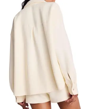 NEGATIVE Waffle Knit Shirt Jacket - Cream