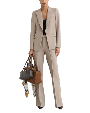 REISS Gabi Flare Leg Trousers - Stone Neutral
