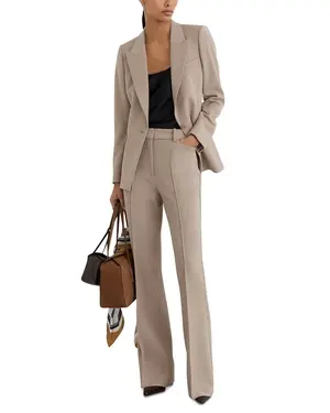 REISS Gabi Flare Leg Trousers - Stone Neutral