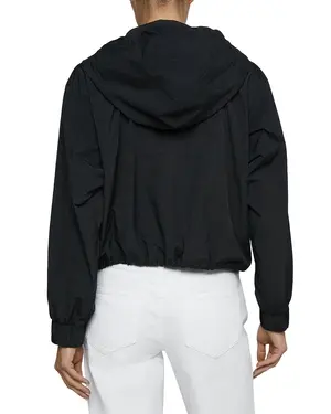L'Agence Miro Zip-up Hooded Windbreaker Jacket - Black