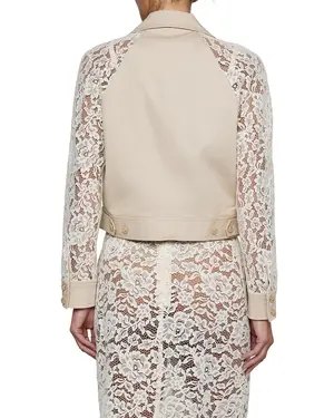L'Agence Novelle Lace Sleeve Trench Coat - Biscuit/ecru