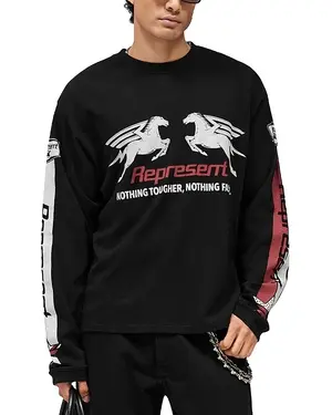 REPRESENT Mesh Pegasus Long Sleeve T Shirt - Jet Black