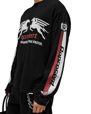 REPRESENT Mesh Pegasus Long Sleeve T Shirt - Jet Black