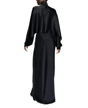 Lapointe Satin Caftan Top - Black