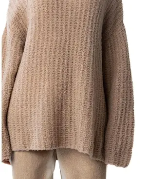 Lapointe Plush Boucle Oversized Crewneck Sweater