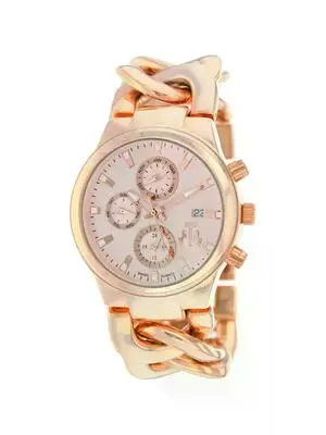JIVAGO Rose Gold-tone Chain-link Chronograph Watch - Pink