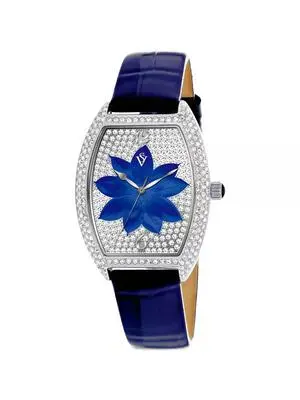 CHRISTIAN VAN SANT Lotus Crystal 36mm Watch - Blue