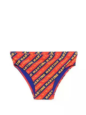 Martine Rose Logo-print Striped Swim Trunks - Red