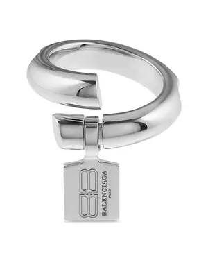 Balenciaga Saint-germain Tag Ring - Shiny Silver